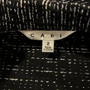 CAbi | Jackets & Coats | Cabi Black Blue And Cream Tweed Zip Front ...